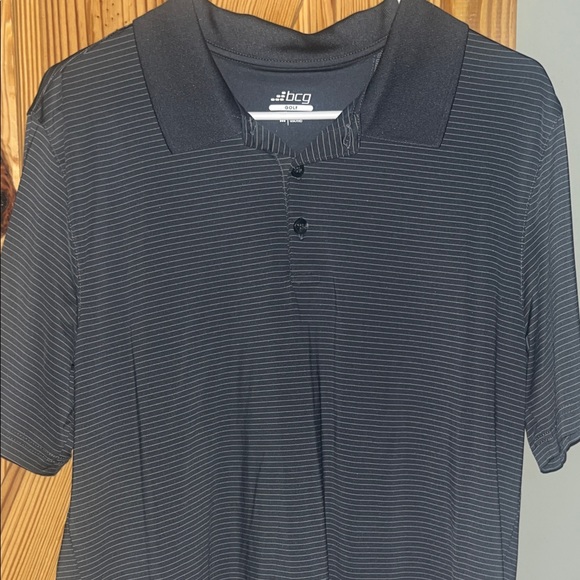 bcg | Shirts | Bcg Mens Polo Shirt Dark Gray With Subtle Stripes | Poshmark